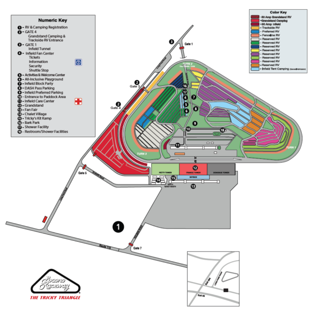 NASCAR Race Weekend Maps - Pocono Raceway - The Tricky Triangle